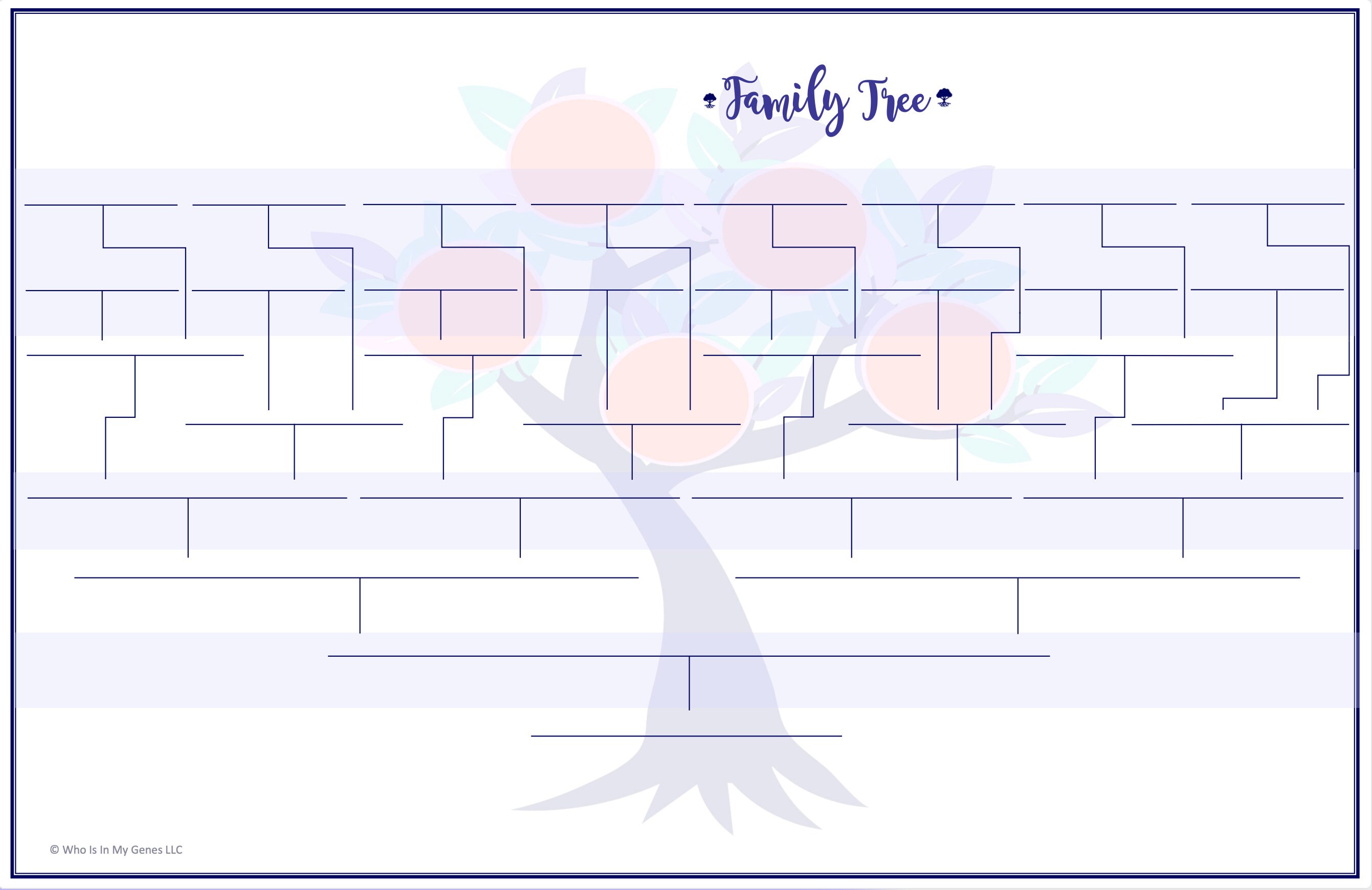 EDITABLE Family Tree Chart/diagram or Pedigree Chart Template - Six ...