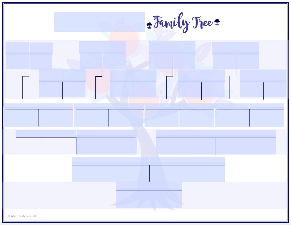 EDITABLE Family Tree Chart/diagram or Pedigree Chart Template - Five ...