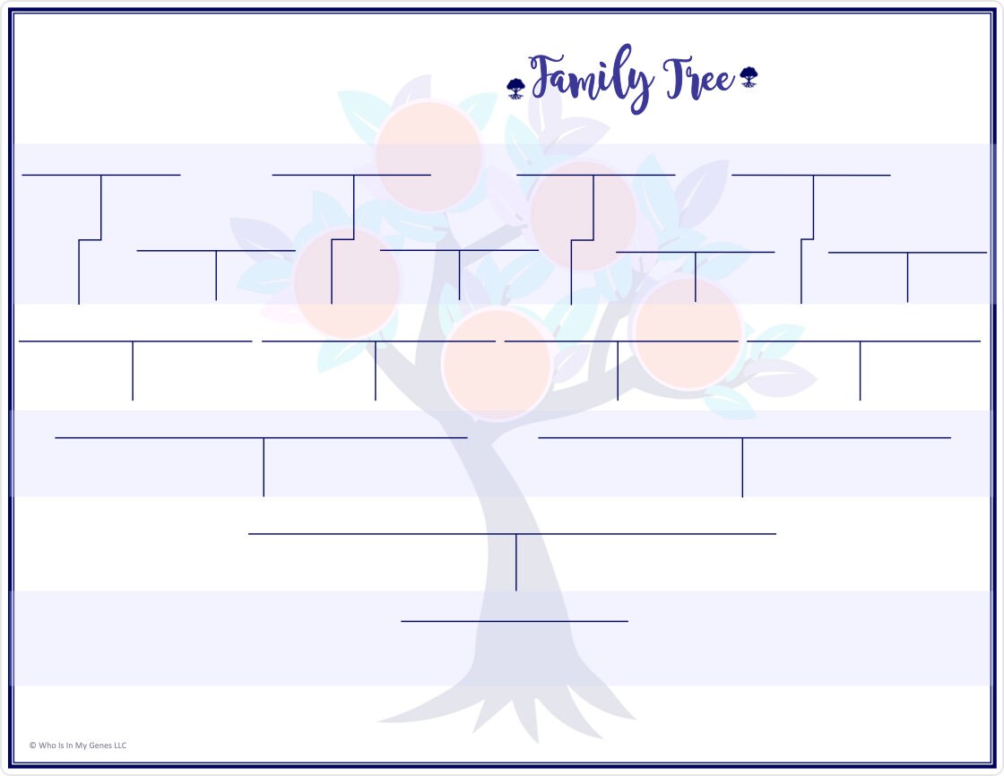 EDITABLE Family Tree Chart/diagram or Pedigree Chart Template - Five ...