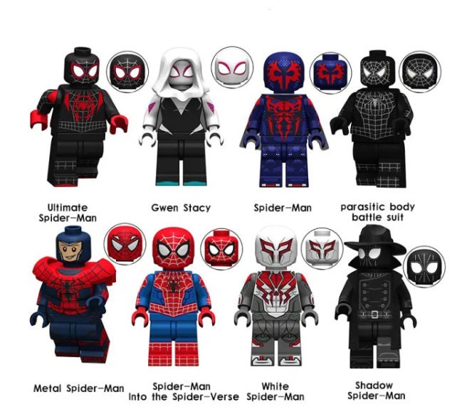 Marvel Spiderverse Spiderman Custom Lego Minifigures 8pcs Set - Etsy