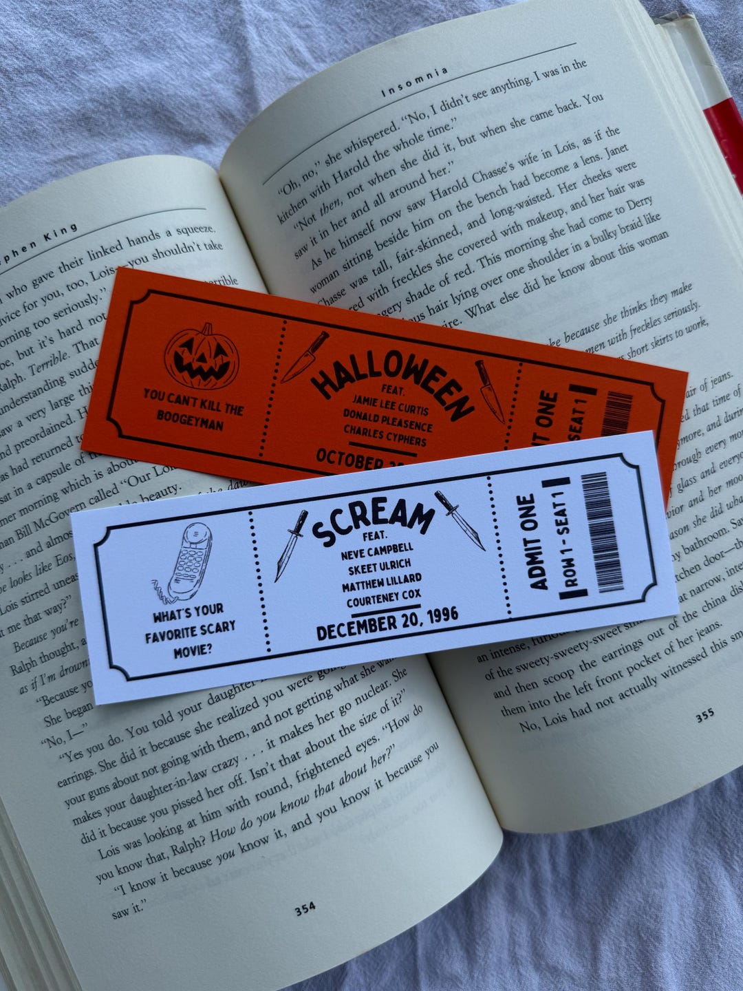 Slashers | Scream | Halloween | Ticket Style Bookmarks - Etsy