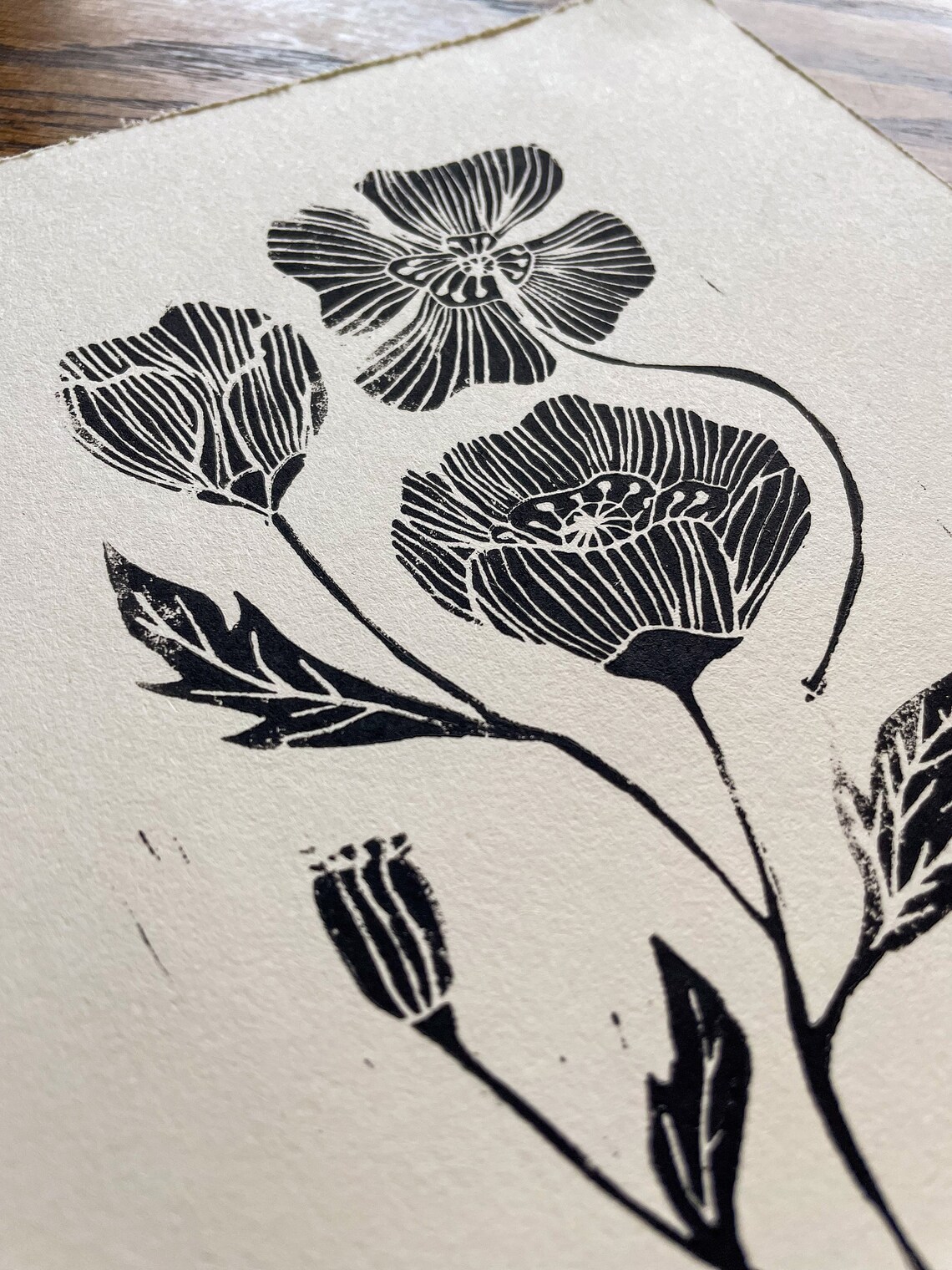 Icelandic Poppies Linocut - Etsy