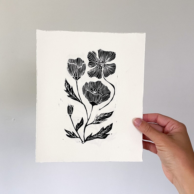 Icelandic Poppies Linocut - Etsy