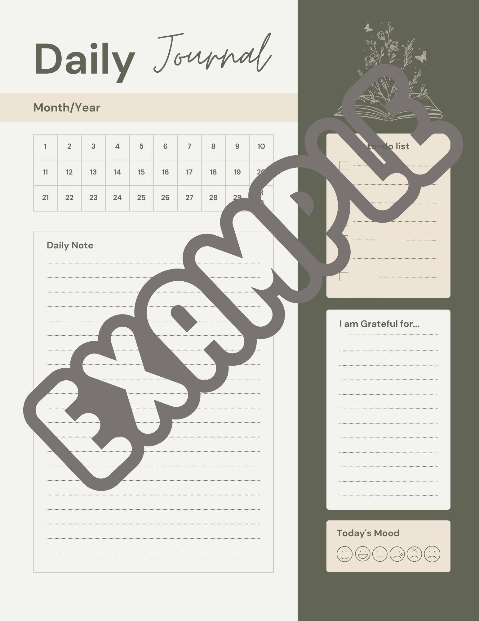 Printable Wellness, Mental Health & Spiritual Customizable Daily ...