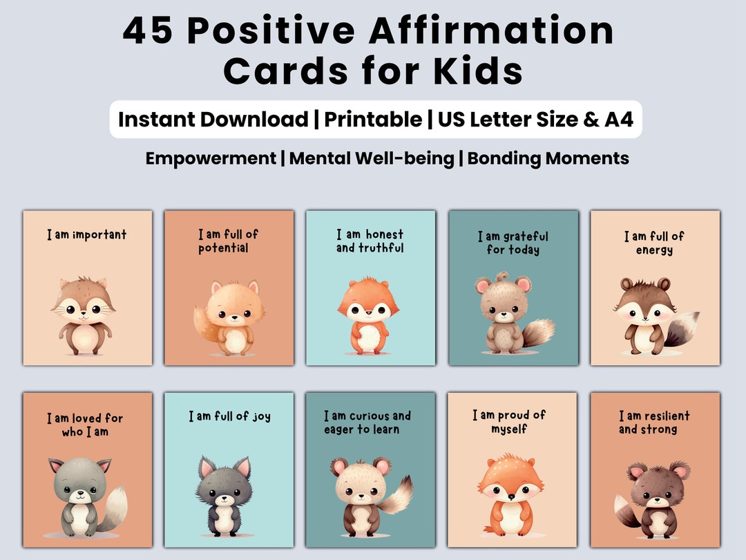 45 Printable Positive Affirmation Cards for Kids, Empowering Kids ...