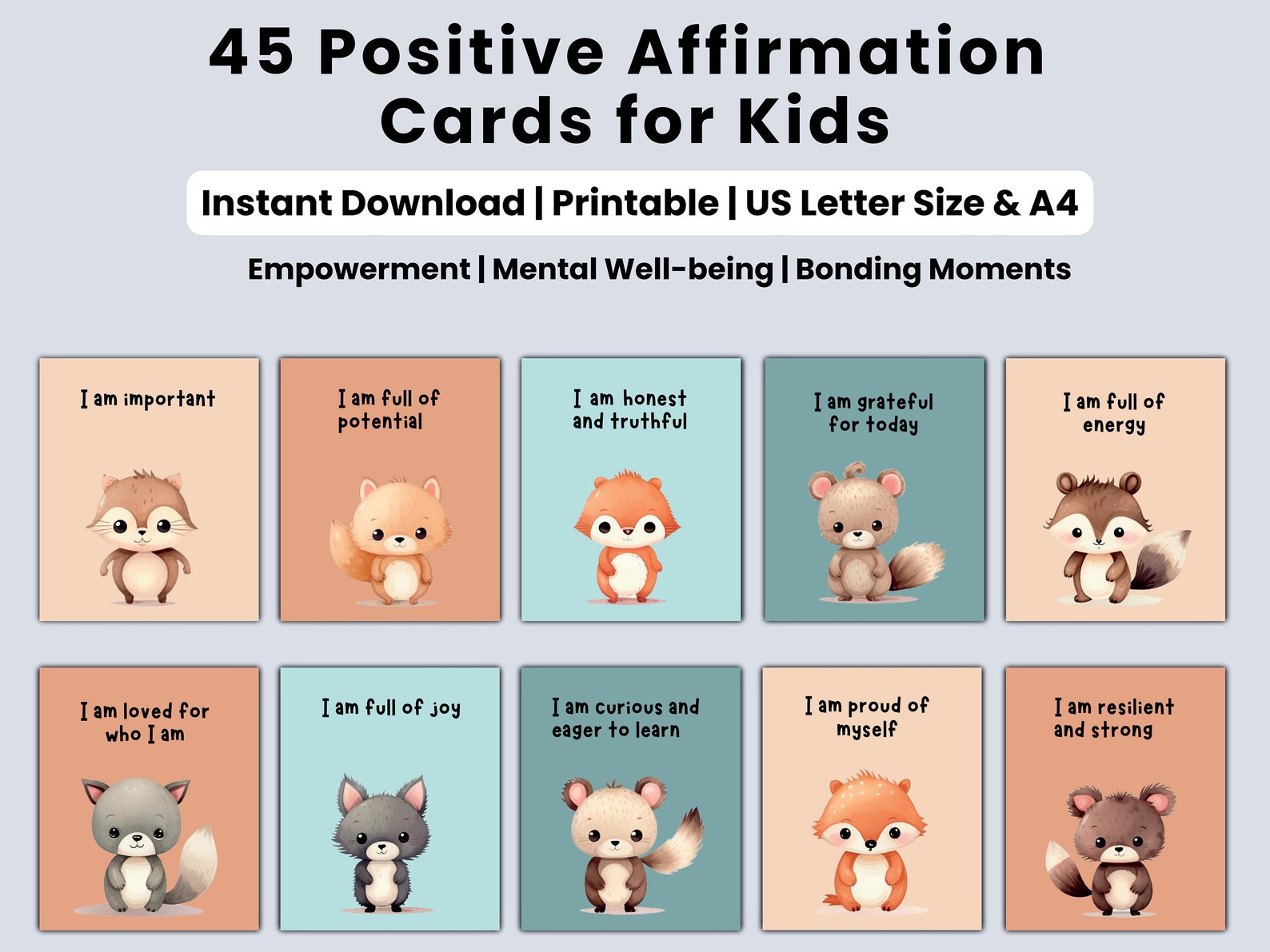 45 Printable Positive Affirmation Cards for Kids, Empowering Kids ...