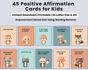 12 Printable Positive Affirmation Cards for Kids, Empowering Kids ...