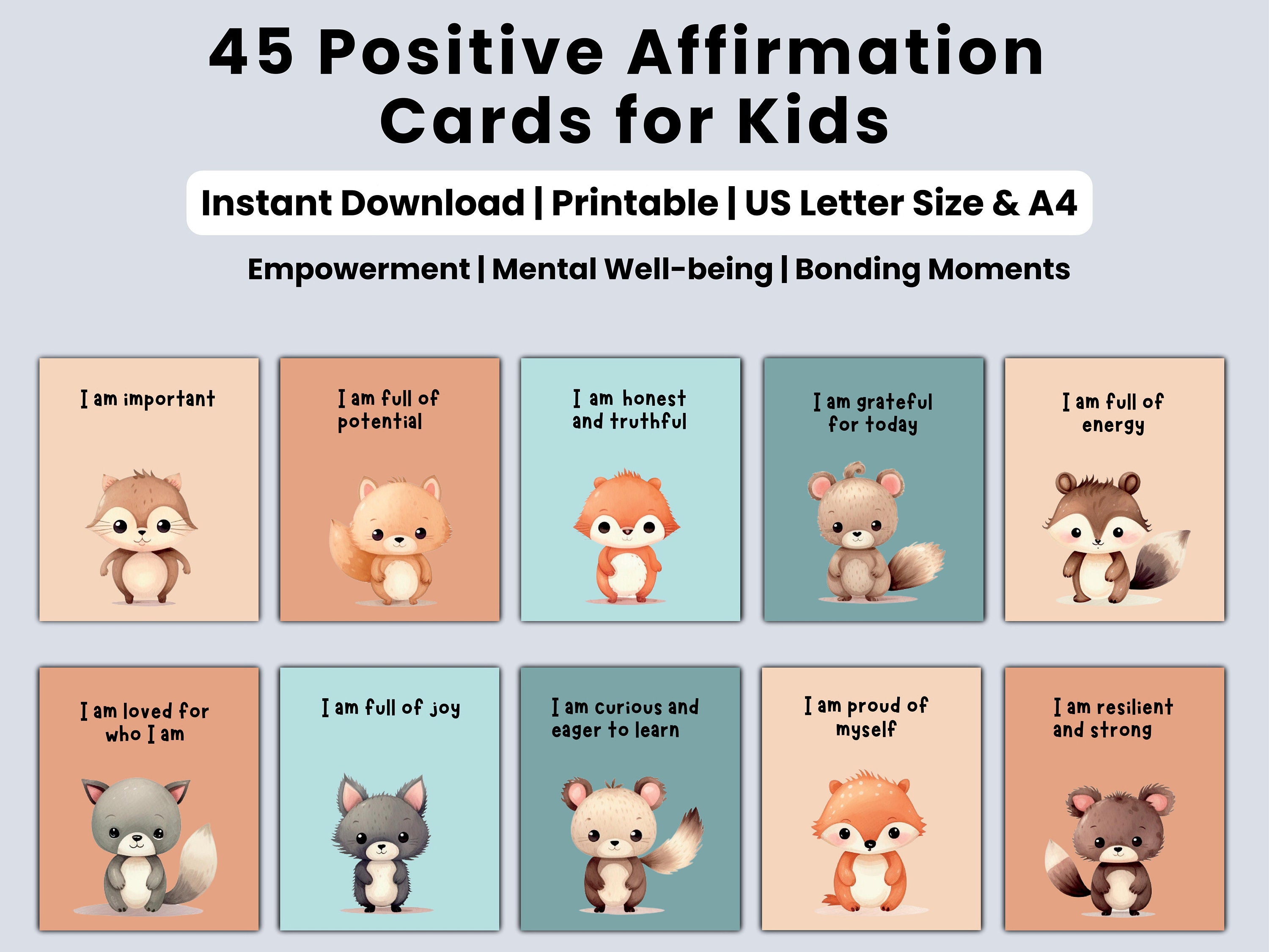 45 Printable Positive Affirmation Cards for Kids, Empowering Kids ...