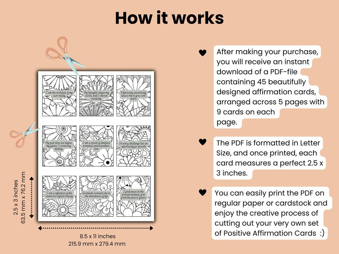 Printable Positive Affirmation Cards to Color Empowering Affirmations ...