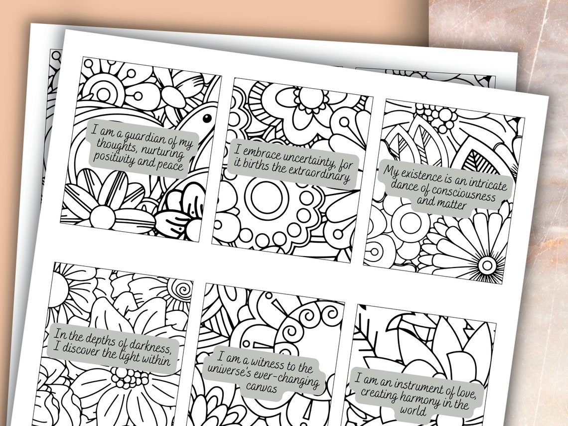 Printable Positive Affirmation Cards to Color Empowering Affirmations ...