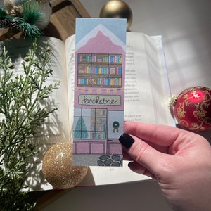 Winter Bookstore Laminated Bookmark | Bookish Gift | Gift for ...