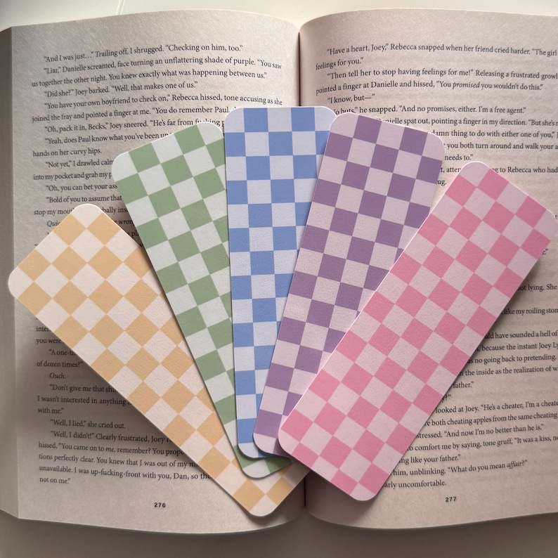 Pastel Checkered Laminated Bookmark | Handmade Bookmark | Book Club ...