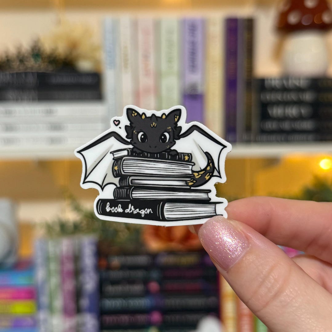 Cute Book Dragon | Waterproof Kindle Sticker | E-reader Sticker | Book ...