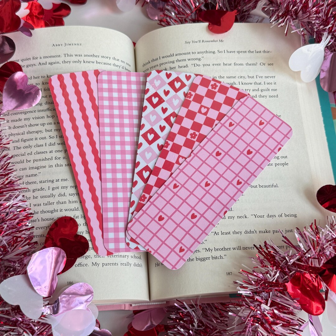 Pink Valentine's Day Bookmark | Valentine's Day Bookmark | Pink ...