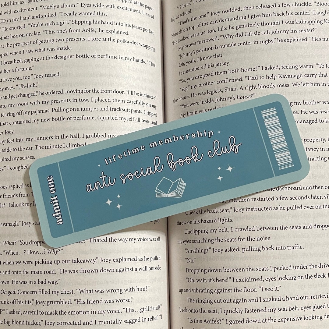 Anti Social Book Club Ticket Laminated Bookmark | Handmade Bookmark ...