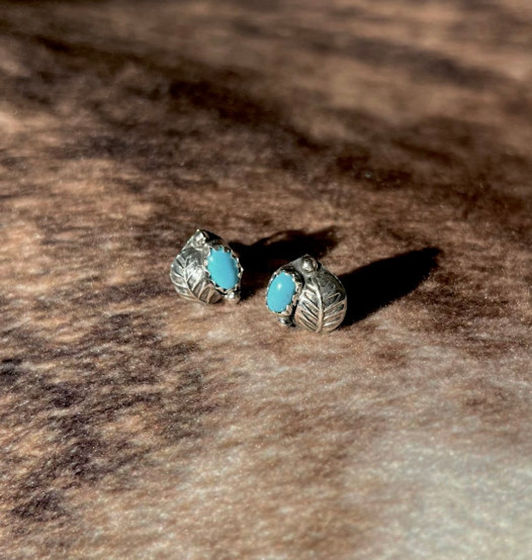 Genuine Kingman Stabilized Turquoise and Sterling Silver Earrings ...