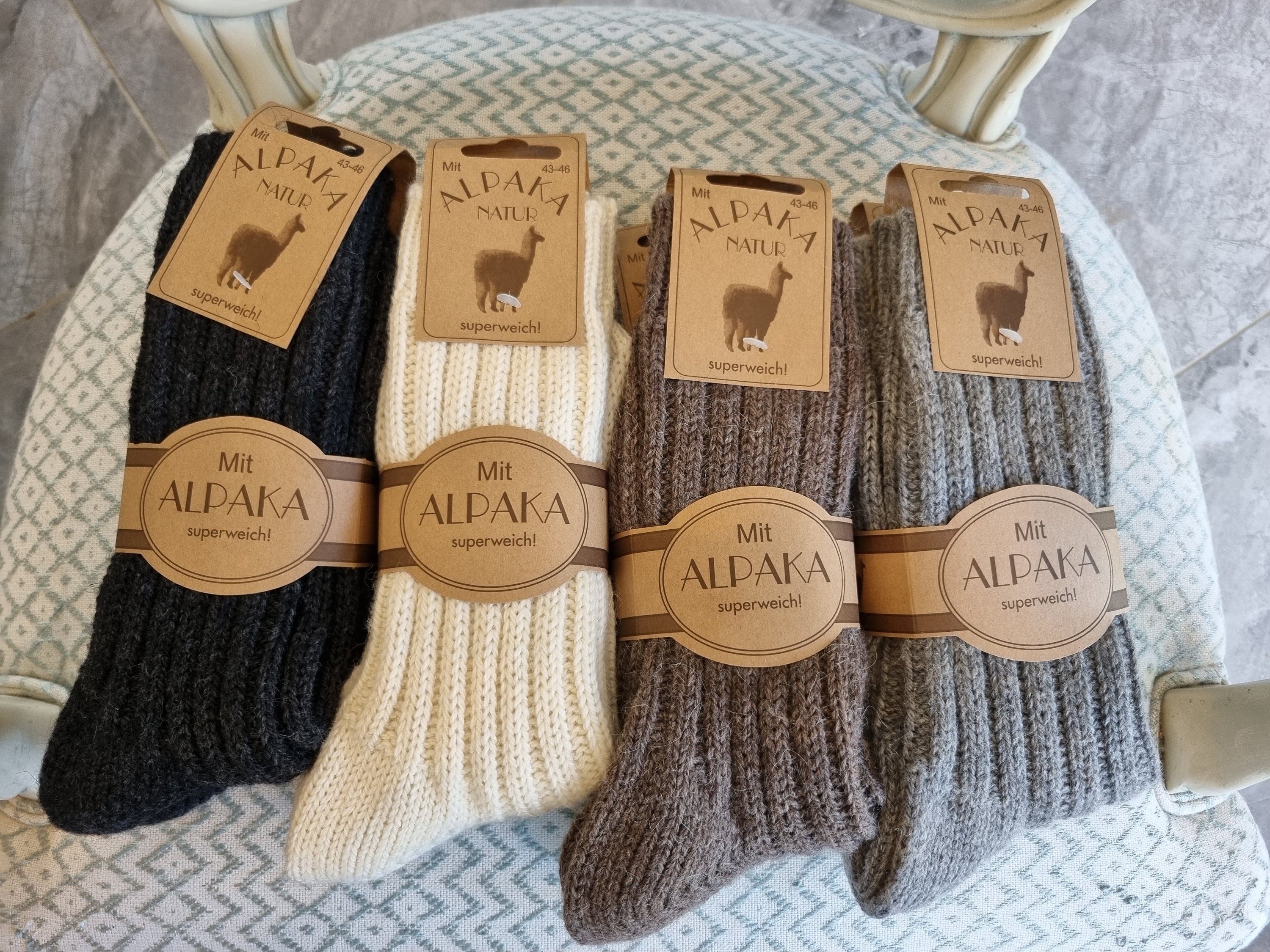 2 Pair Men Chunky Merino & Alpaca Blend Wool Socks for Men Norwegian ...