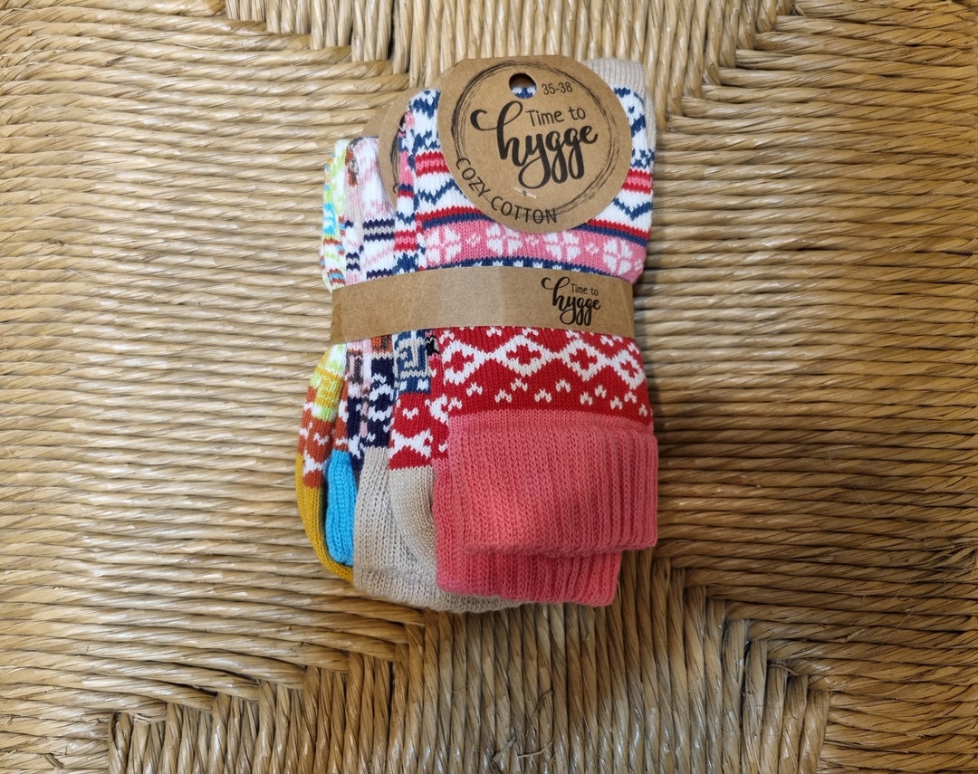 3 Pair Premium Nordic Style Soft Cotton Women Socks Hygge Style Mixed ...