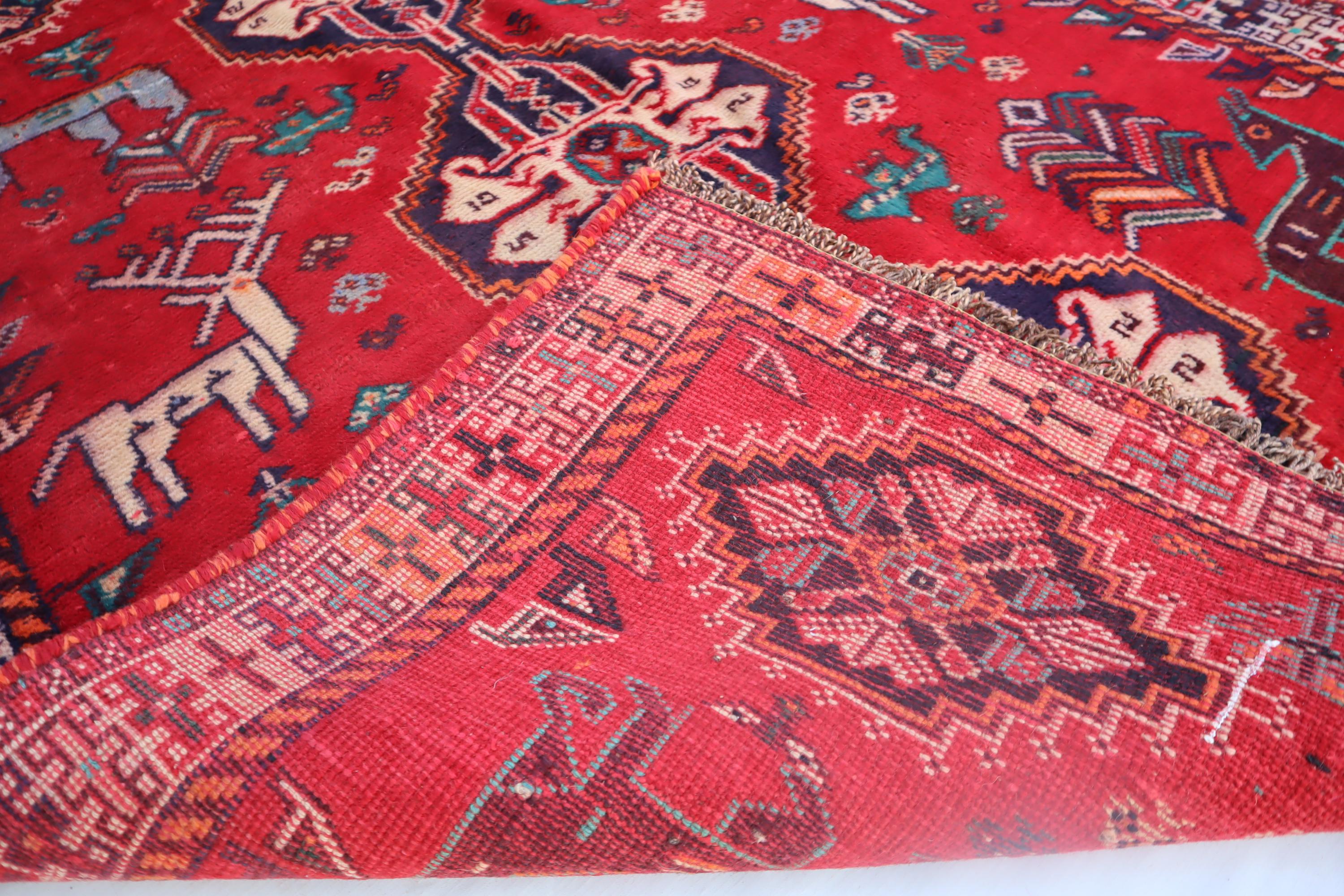 Afghan Pictorial Rug, 4x5 Handmade Wool Rug, Caucasian Design Rug ...