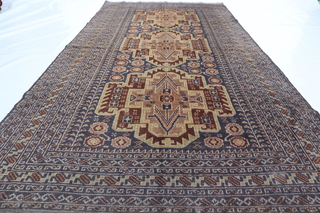 Antique Balochi Rug, 4x6 Hand Knotted Wool Rug, Oriental Geometric ...