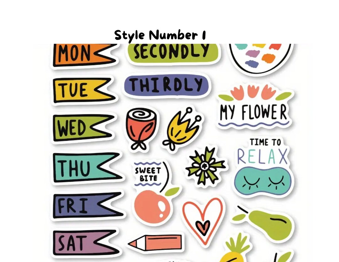 Sticker Sheets for Daily Journal , 9 Different Styles, DYI Sticker ...