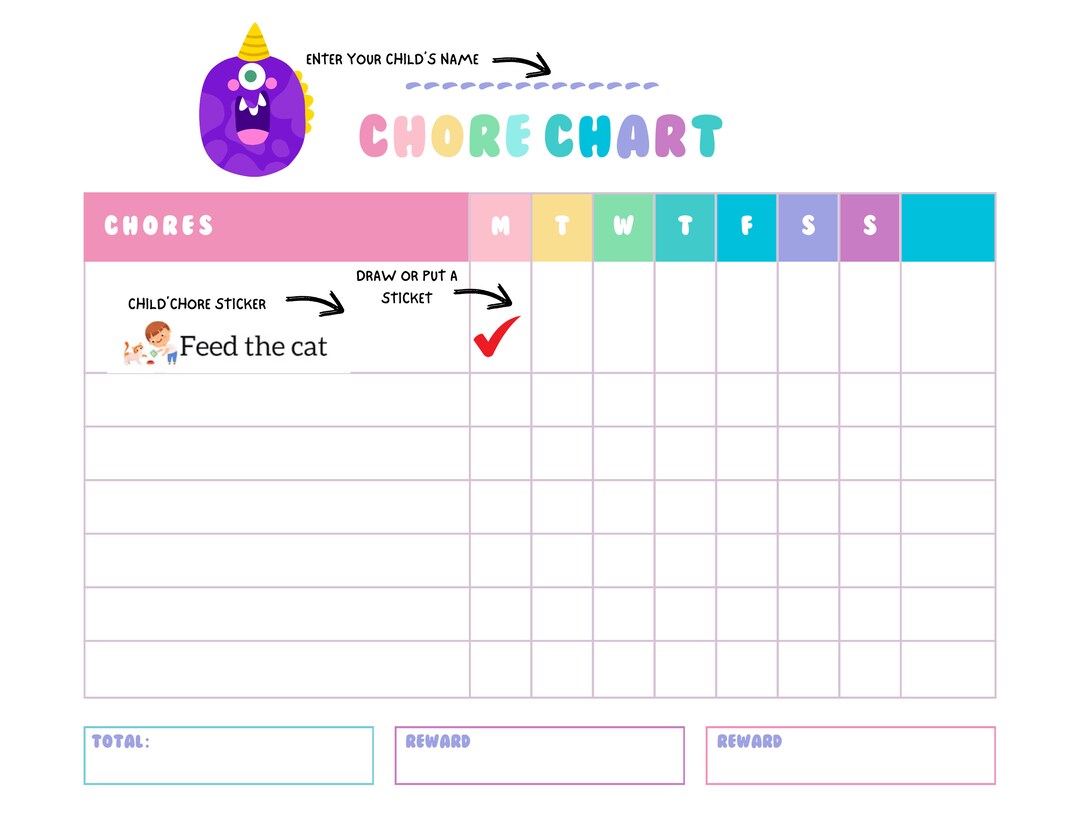 Chore Chart Boys Chore Chart Boys Stickers Chart Digital Download ...