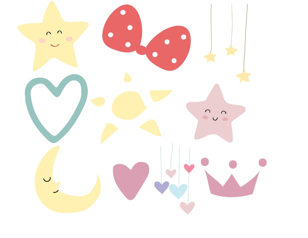 Cute Stars Sticker Cute Moon Stickers Baby Stickers Baby - Etsy