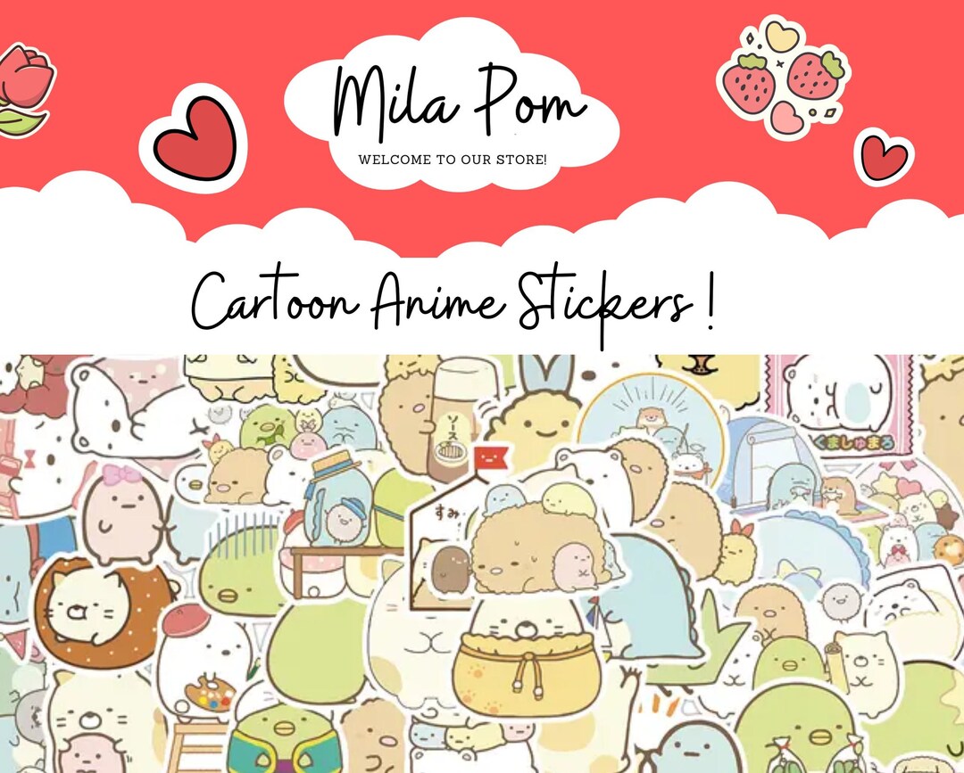 Anime Stickers Cartoon Stickers Cute Animal Stickers for Water Bottle ...