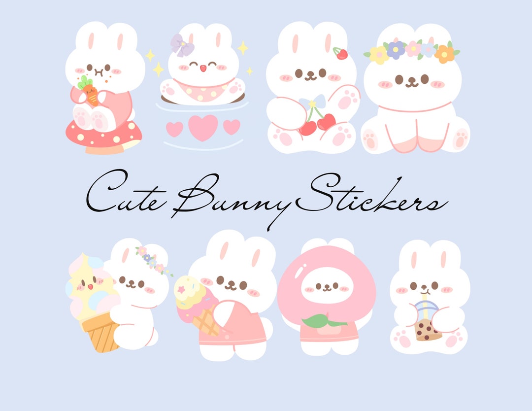 Cute Bunny Sticker Set , Scrapbooking, Crafting, Sticker Pack ...