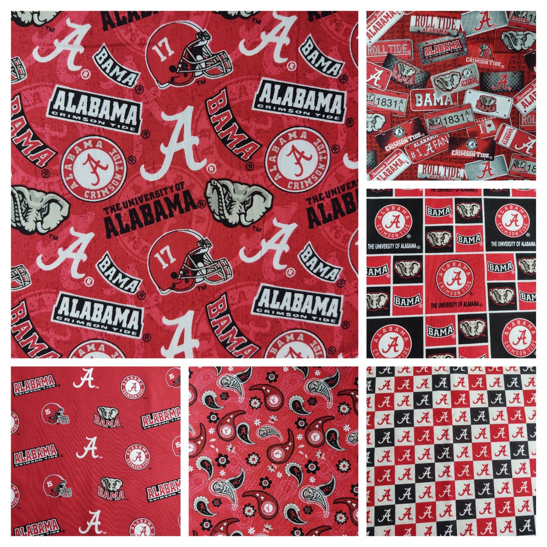 University of Alabama Crimson Tide NCAA College Logo 100% Cotton Fabric ...