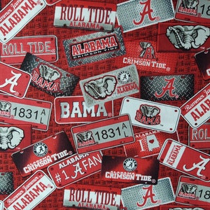 University of Alabama Crimson Tide NCAA College Logo 100% Cotton Fabric ...