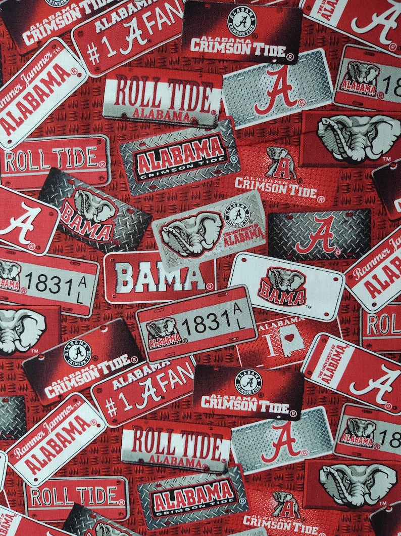 University of Alabama Crimson Tide NCAA College Logo 100% Cotton Fabric ...