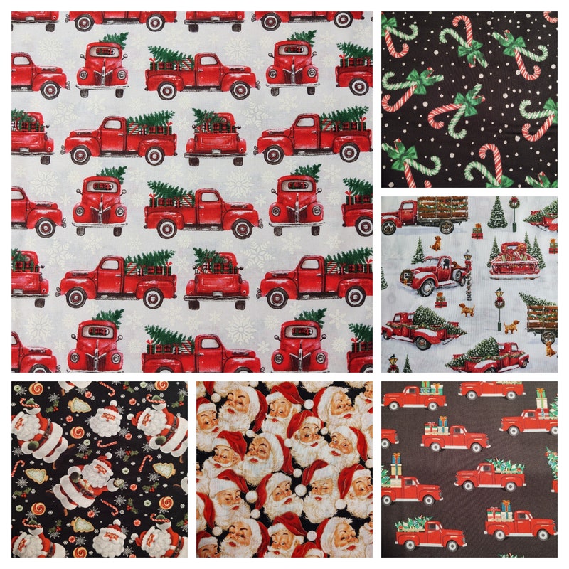 Red Truck Xmas Fabric - Etsy