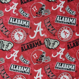 University of Alabama Crimson Tide NCAA College Logo 100% Cotton Fabric ...