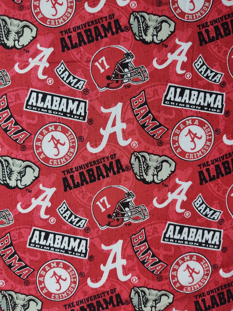 University of Alabama Crimson Tide NCAA College Logo 100% Cotton Fabric ...