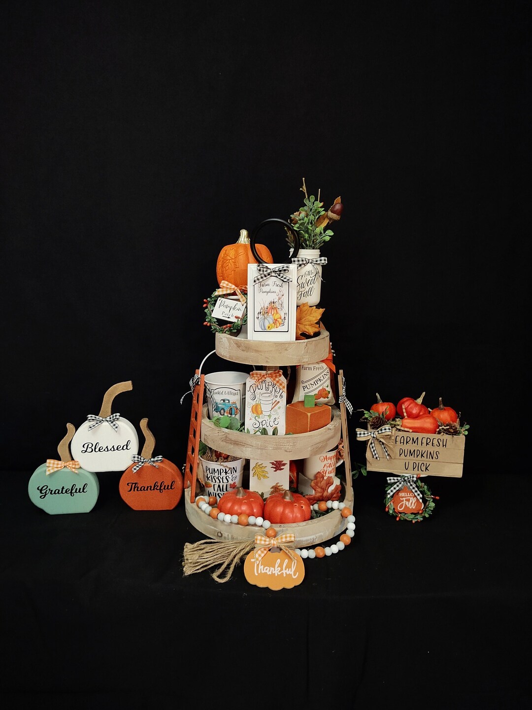 Fall Tier Tray Decor, Farmhouse Thanksgiving Tiered Tray, Autumn ...
