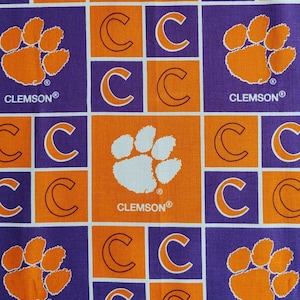 University of Clemson Tigers NCAA College Logo 100% Cotton Fabric by ...