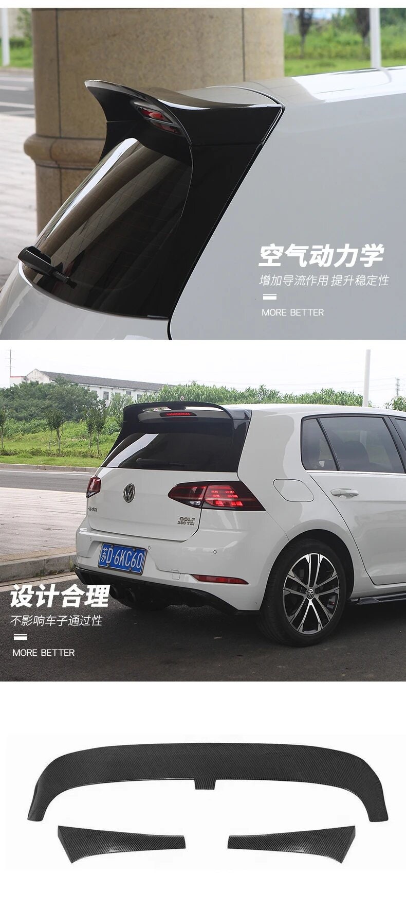 Volkswagen VW Golf 7 MK7 7.5 Tsi GTI R E-golf Spoiler 2014-2021 ABS ...