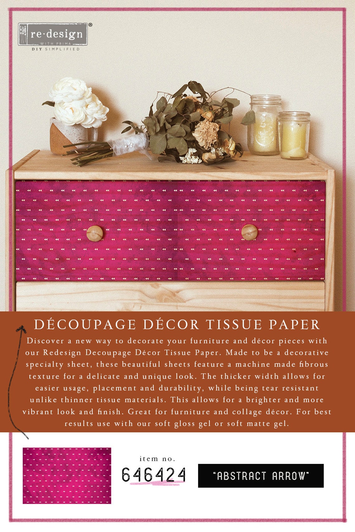 Redesign With Prima Decoupage Decor Tissue Paper Abstract Arrow 19"x30 ...