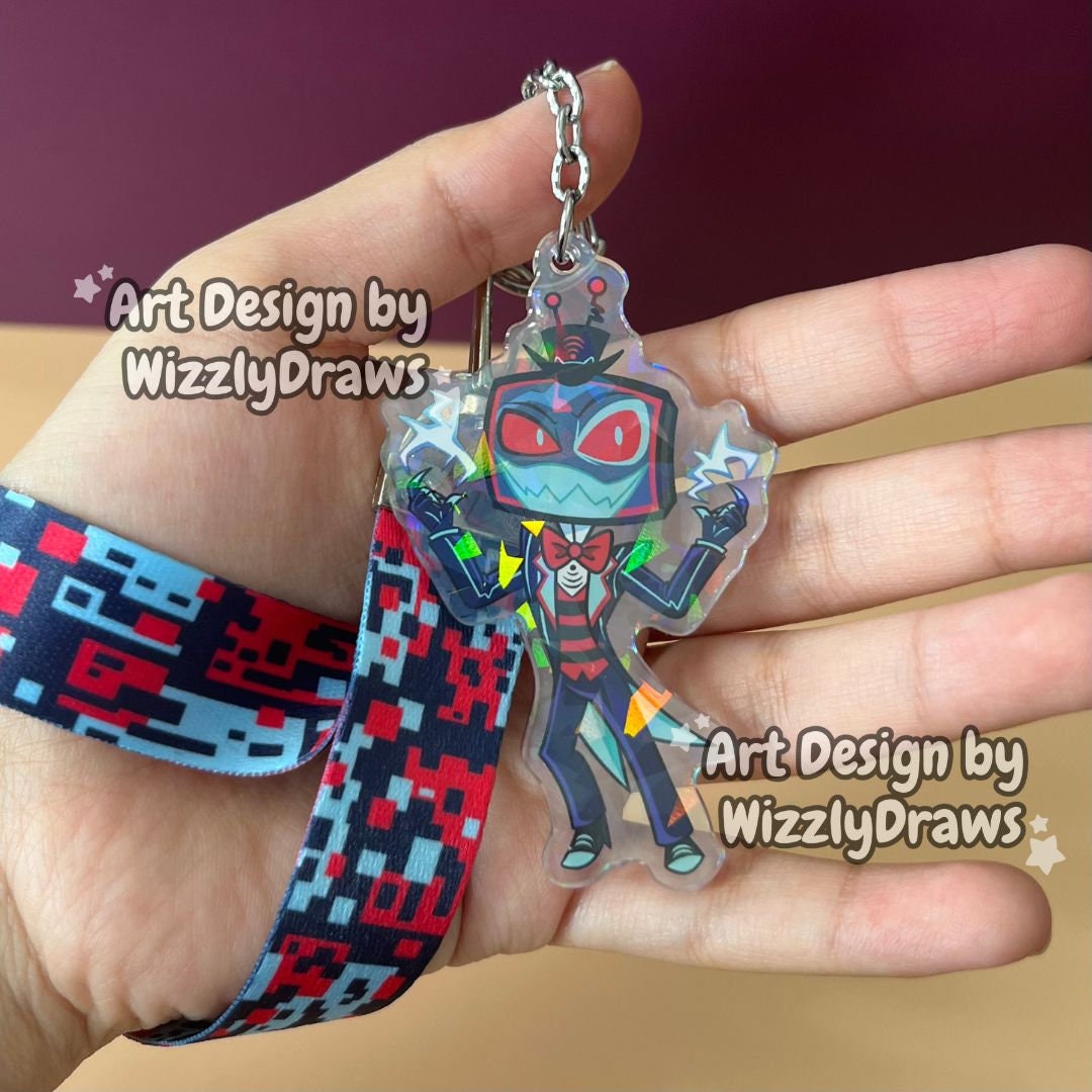 Holographic TV Head Acrylic Keychain Lanyard - Etsy