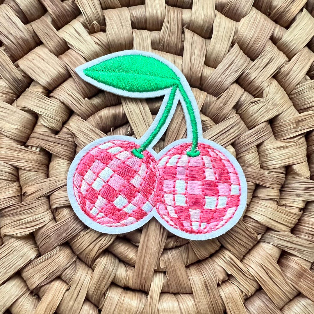 Disco Cherries Patch, Trucker Hat Patches, Preppy Pink Patch, Embroidery Patch, Iron on Patch ...