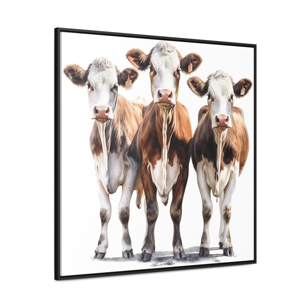 Cow Print Cow Wall Art Animal Posters Framed Cows Painting Cows Canvas ...