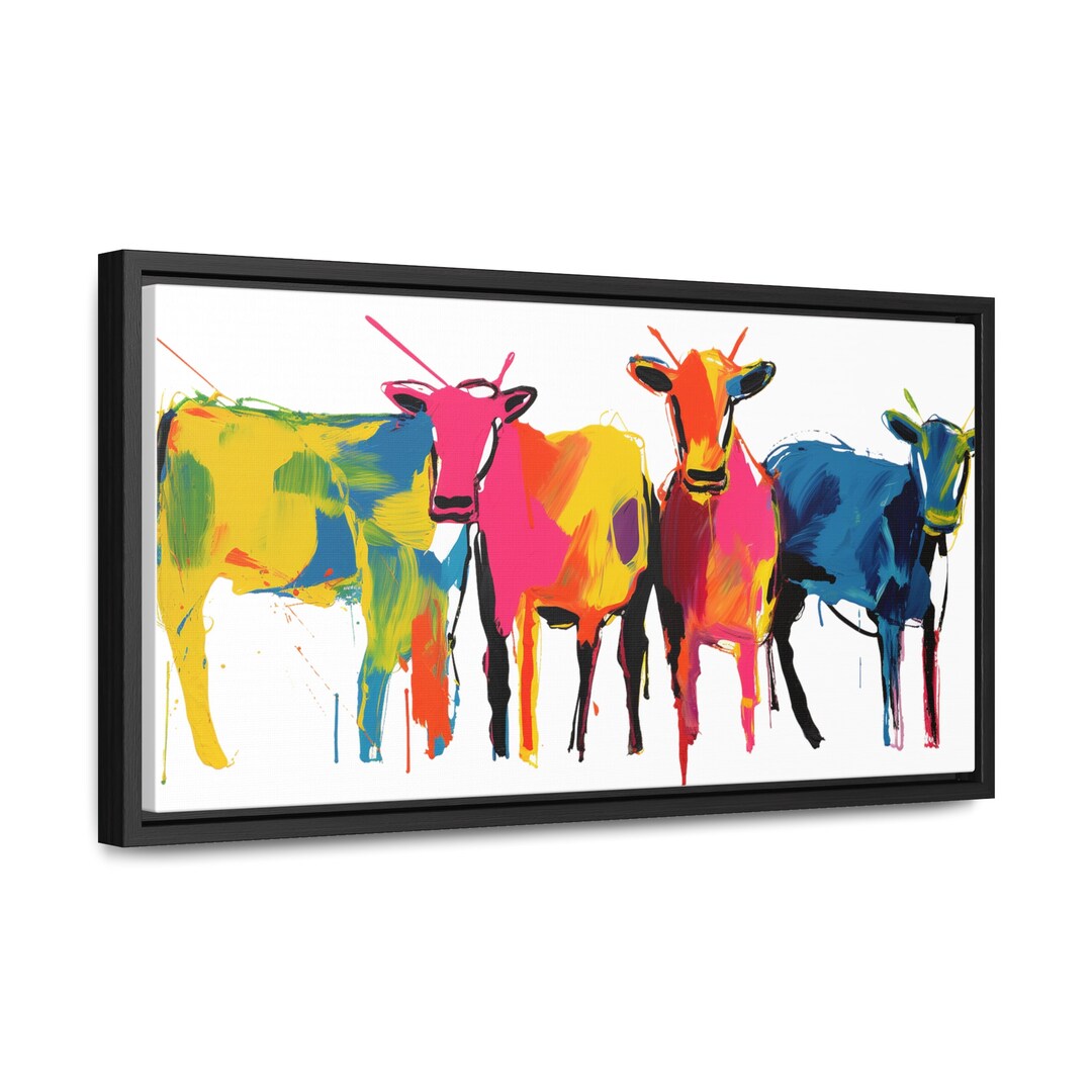 Cow Print Cow Wall Art Animal Posters Framed Cows Painting Cows Canvas ...