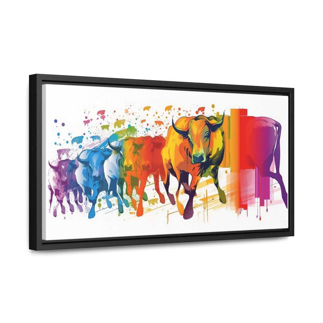 Cow Print Cow Wall Art Animal Posters Framed Cows Painting Cows Canvas ...