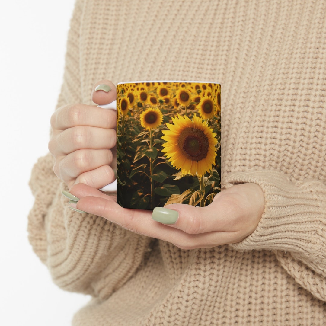 Sunflower Mugs Coffee Sunflower Teacup Sunflower Floral on Mugs ...