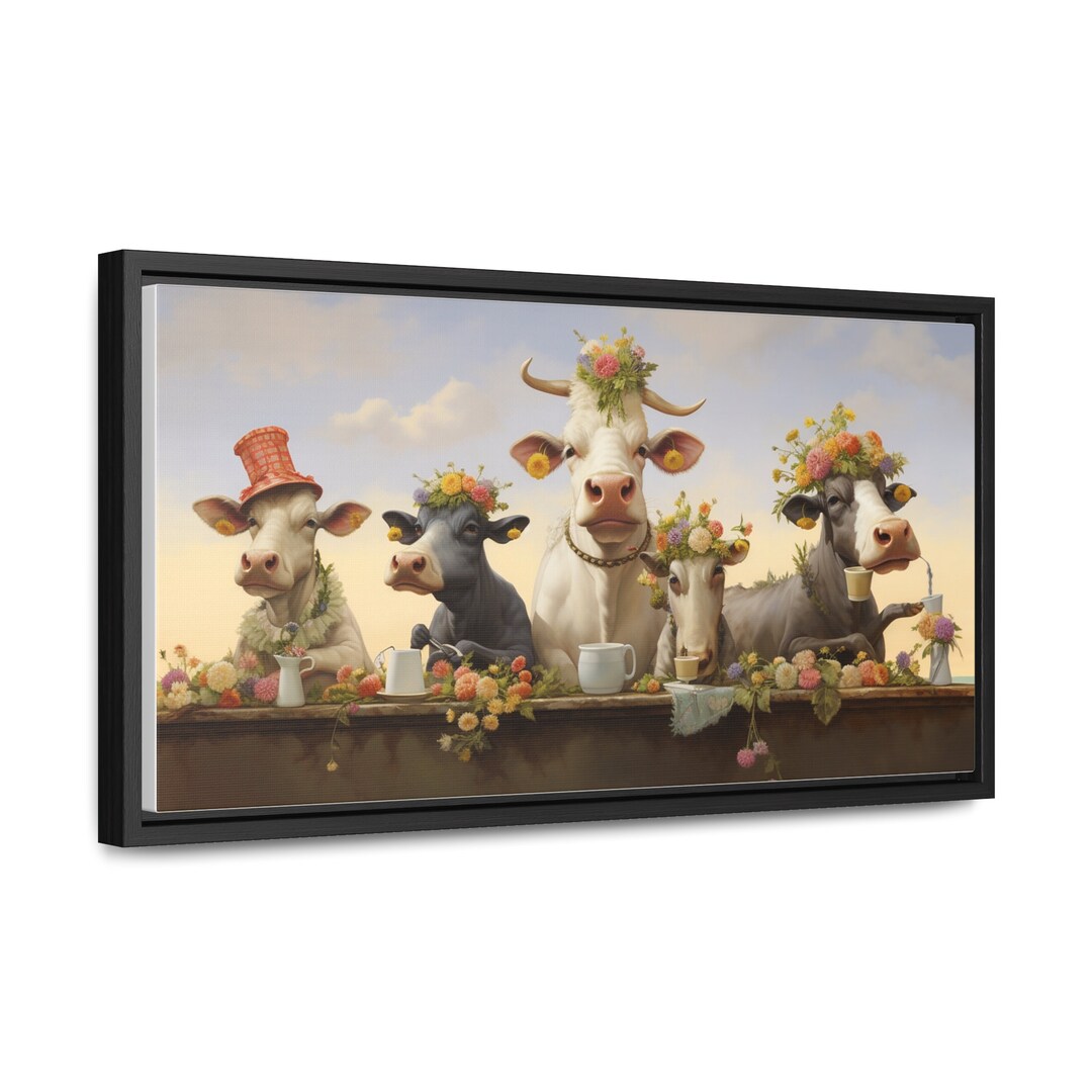 Cow Print Cow Wall Art Animal Posters Framed Cows Painting Cows Canvas ...