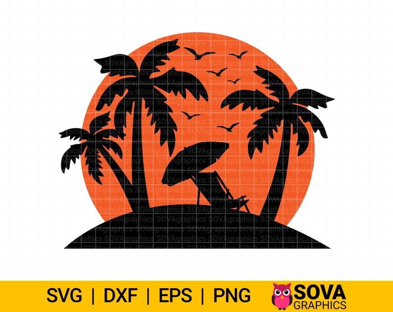Summer Svg, Sunset Svg, Beach Svg, Sun Svg, Palm Trees Svg, Island Svg ...