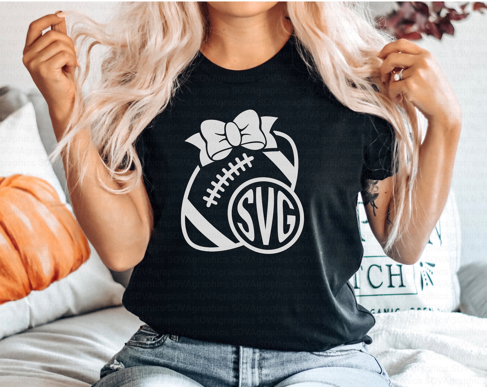 Football With Bow Svg, Football Svg, Football Girl Svg, Football Team ...