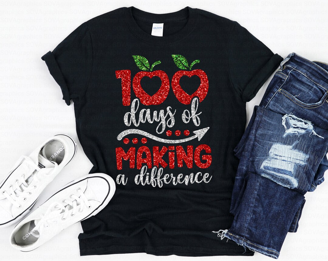 100 Days of School Svg, 100 Days of Making a Difference Svg, Apple With ...