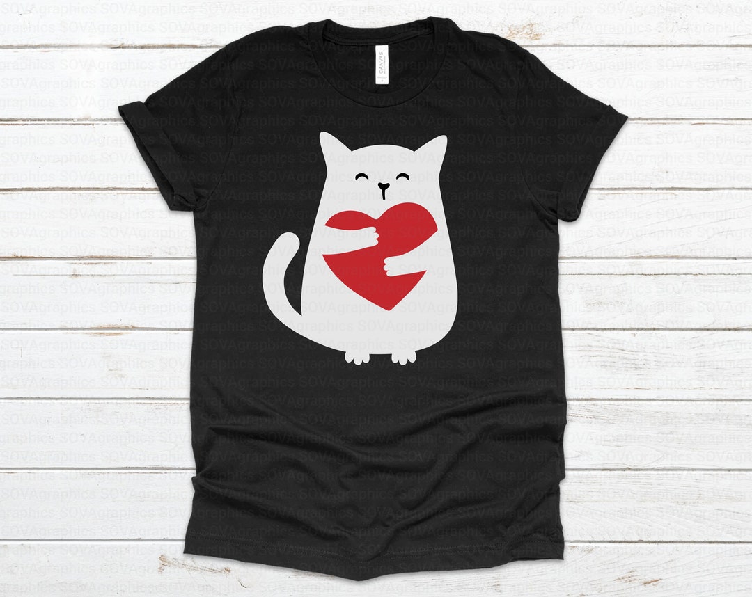 Valentines Day Svg, Cat With Heart Svg, Cat Svg, Kitten With Heart Svg ...